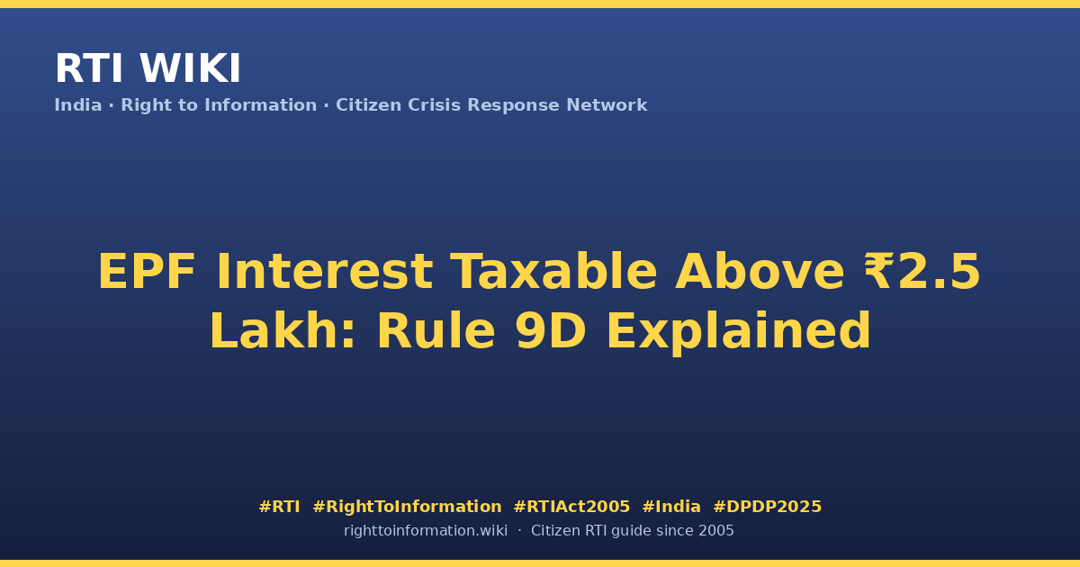 EPF Interest Taxable Above ₹2.5 Lakh: Rule 9D Explained