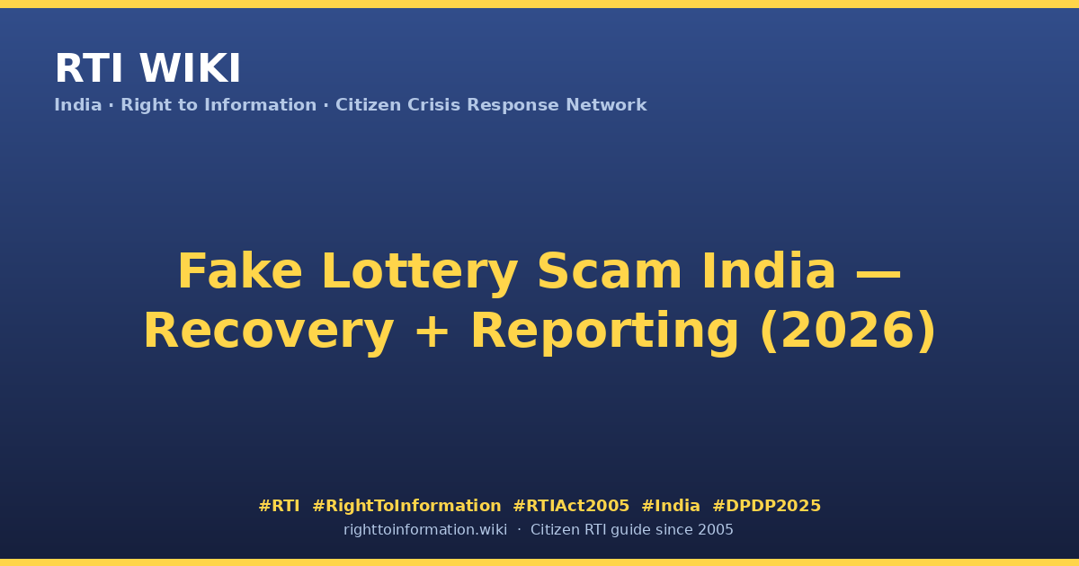 Fake Lottery Scam India — Recovery + Reporting (2026)