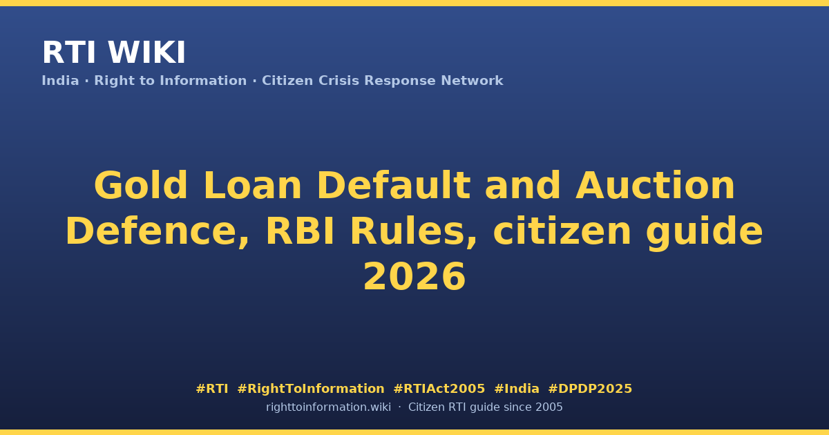 Gold Loan Auction Defence, RBI Rules Citizen Guide 2026