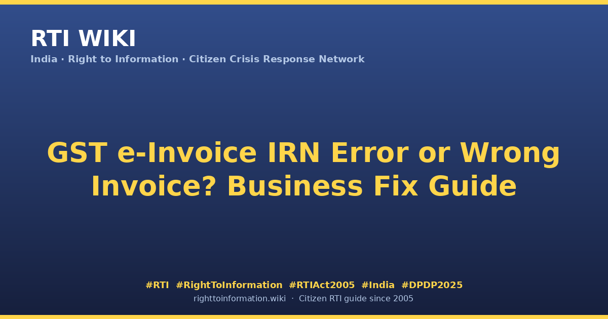 GST e-Invoice IRN Error or Wrong Invoice? Business Fix Guide