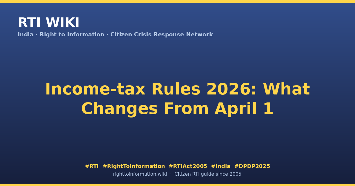 Income-tax Rules 2026: What Changes From April 1 · RTI Wiki