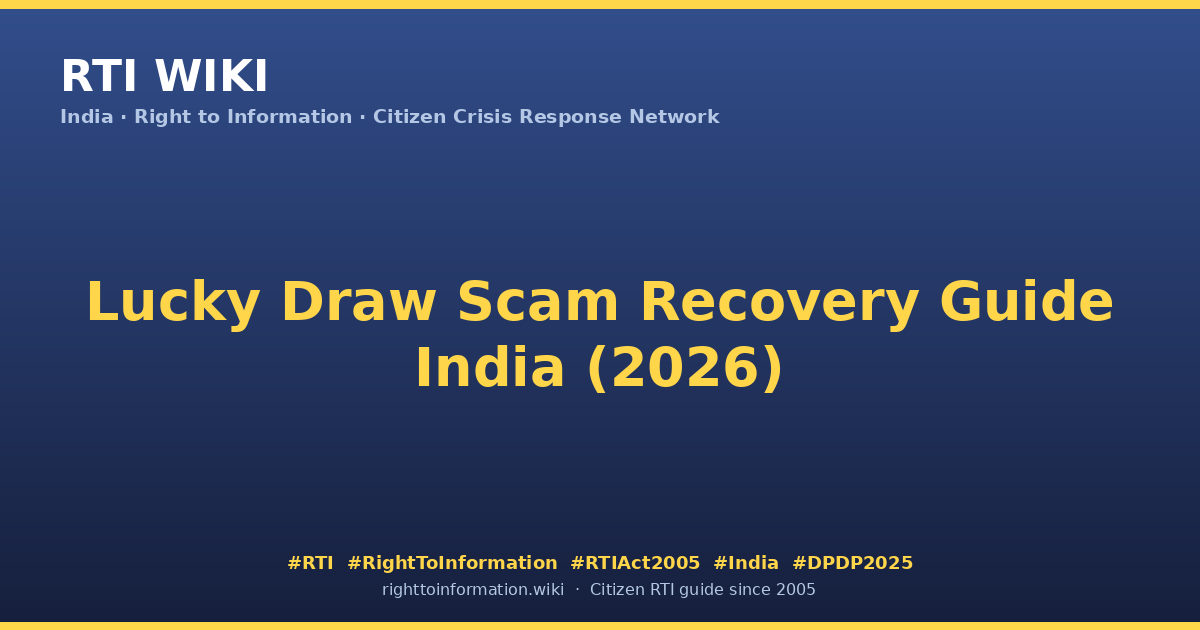 Lucky Draw Scam Recovery Guide India (2026) · RTI Wiki