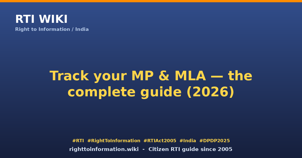 Track your MP & MLA — the complete guide (2026) · RTI Wiki