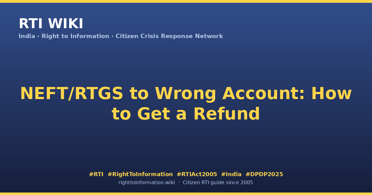 NEFT/RTGS to Wrong Account: How to Get a Refund — RTI Wiki