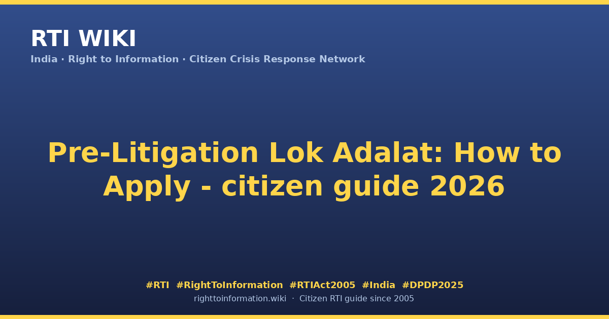 Pre-Litigation Lok Adalat: How to Apply - citizen guide 2026